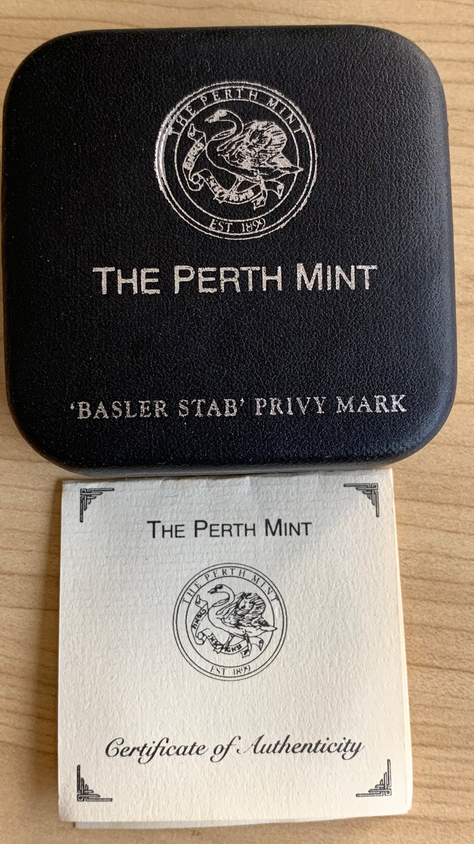Australia 1996 Perth Mint $1 Kookaburra "Basler Stab" Privy Mark 1oz ...