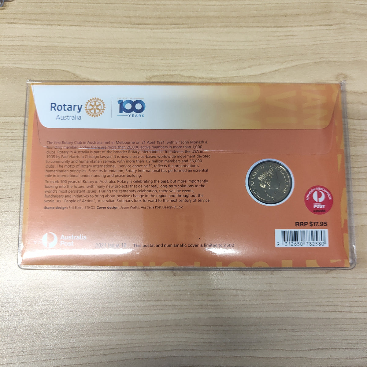 2021 Australia Post Coloured $1 100 Years of Rotary in Australia PNC ...