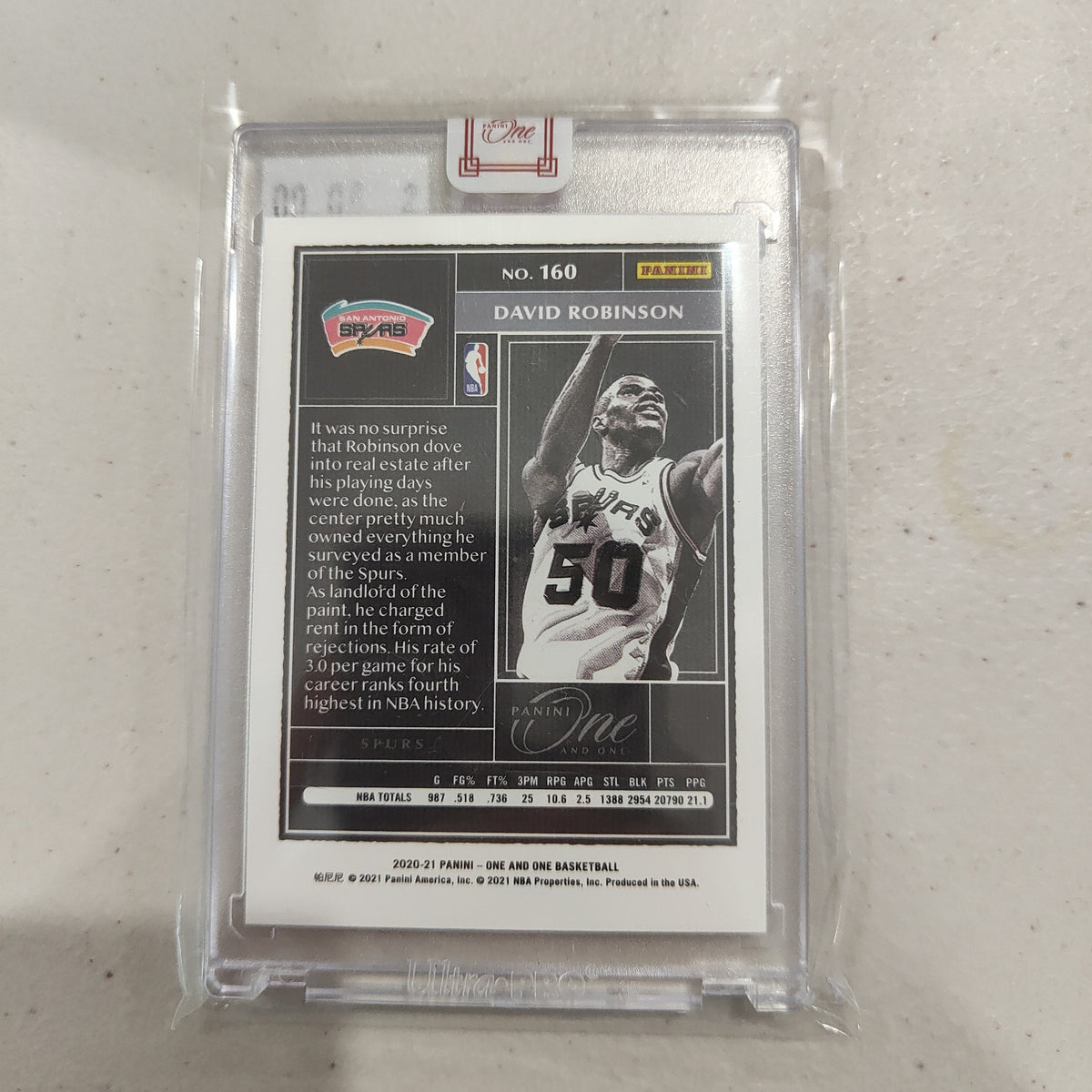 2021 NBA Panini One and One Purple David Robinson San Antonio Spurs 02 ...