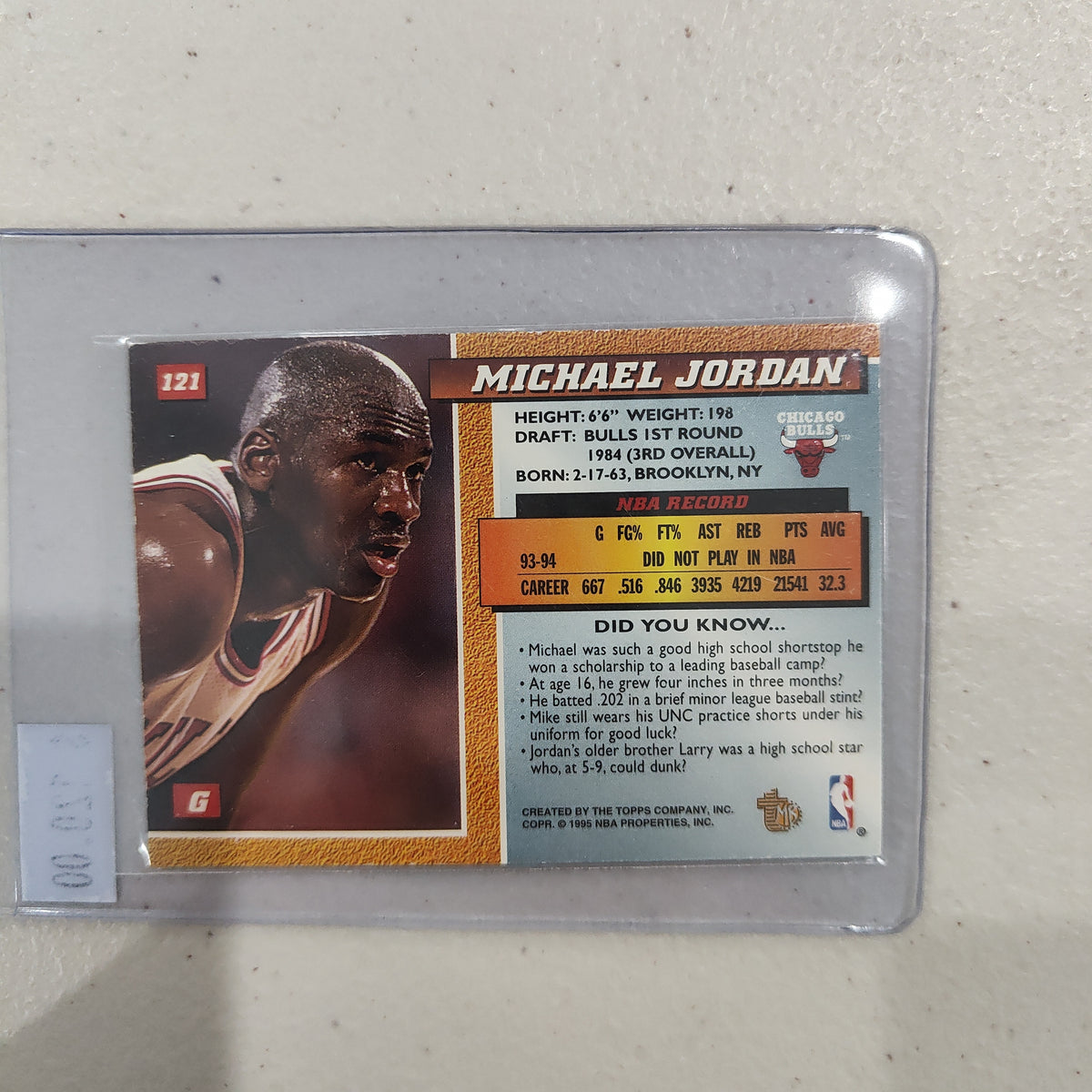 1995 NBA Topps Michael Jordan Chicago Bulls Basketball Card No.121 ...