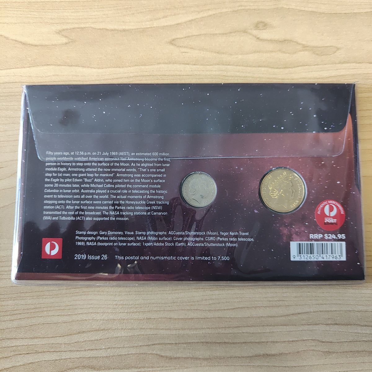 2019 Australia $1 5c 50 Years Moon Landing 1969 PNC ANDA Overprint 398 ...