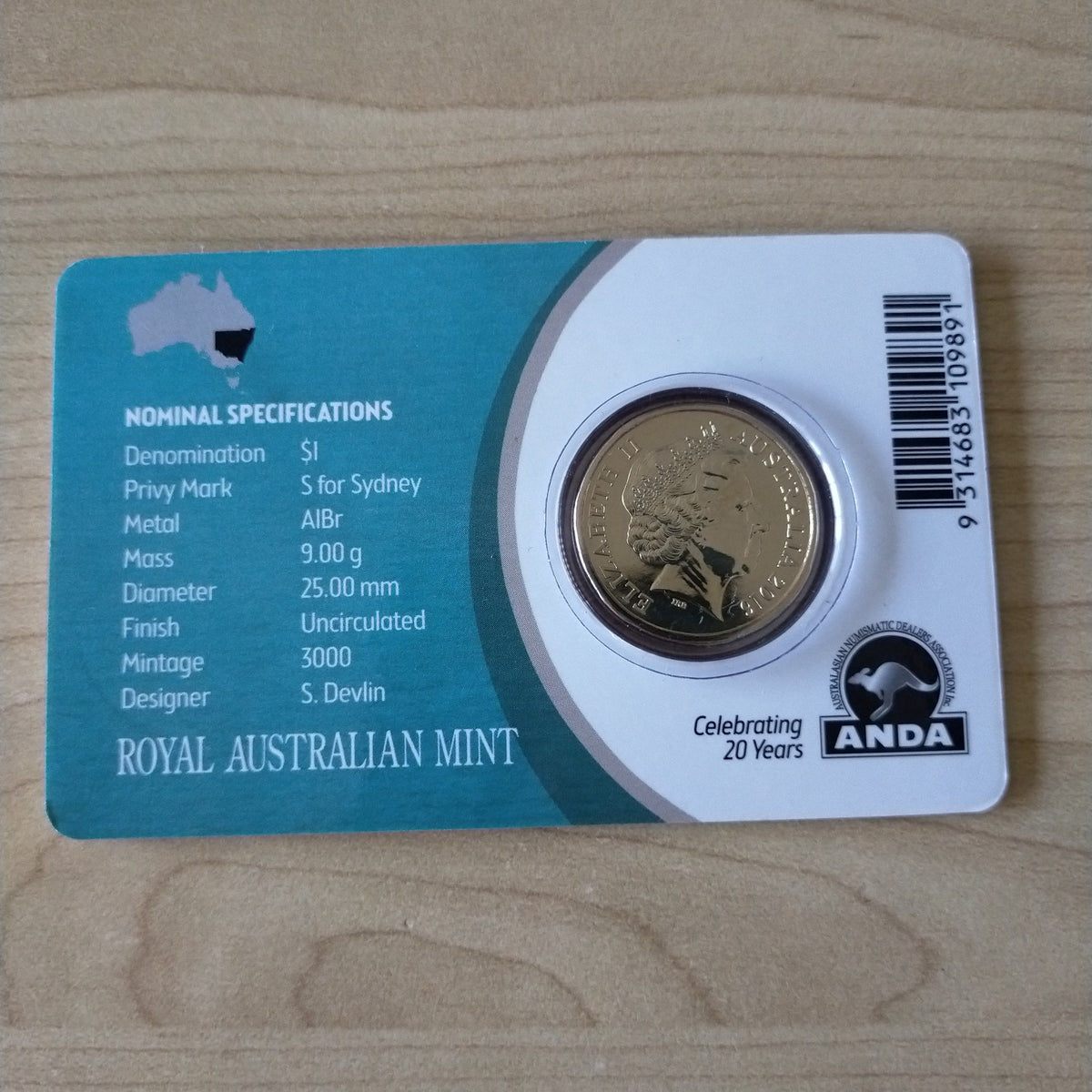 Australia 2016 Royal Australian Mint ANDA $1 Mob of Roos Uncirculated ...