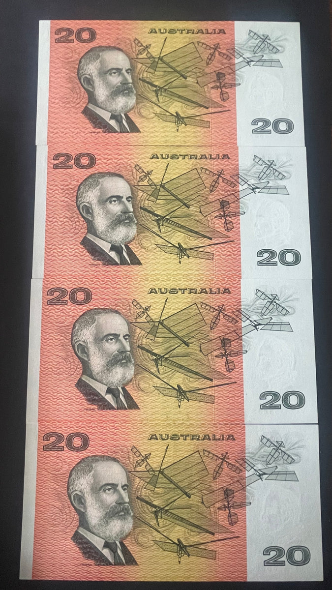 Australia 1989 $20 Phillips Fraser Banknote Uncirculated Run of 4. R41 ...