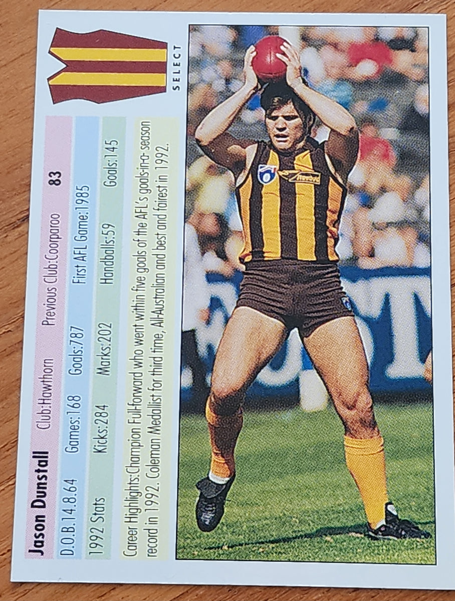 1993 AFL Select Platinum Player Signature Jason Dunstall Hawthorn ...