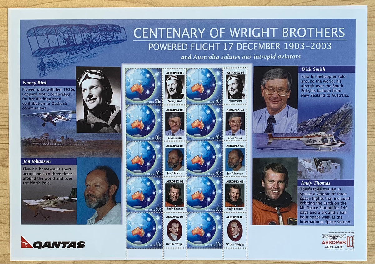 Australia 2003 50c SES Centenary Wright Bros Powered Flight AEROPEX Ad ...