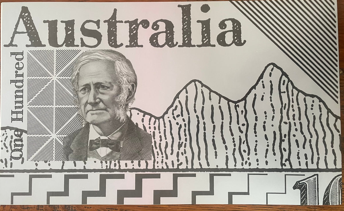 Australia 1995 $100 Uncut Vertical Pair Red Serial Numbers Banknote Fo ...