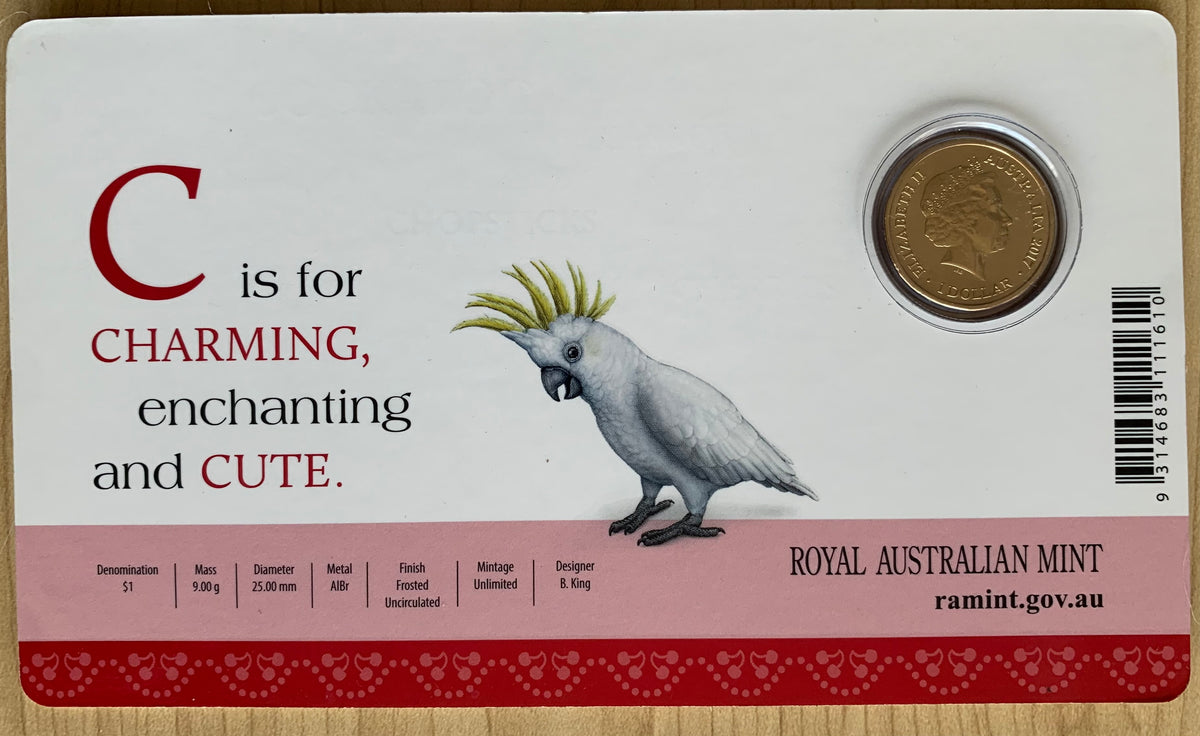 2017 Aussie Alphabet Coloured $1 coin "C" Cockatoo – Shields Stamps & Coins