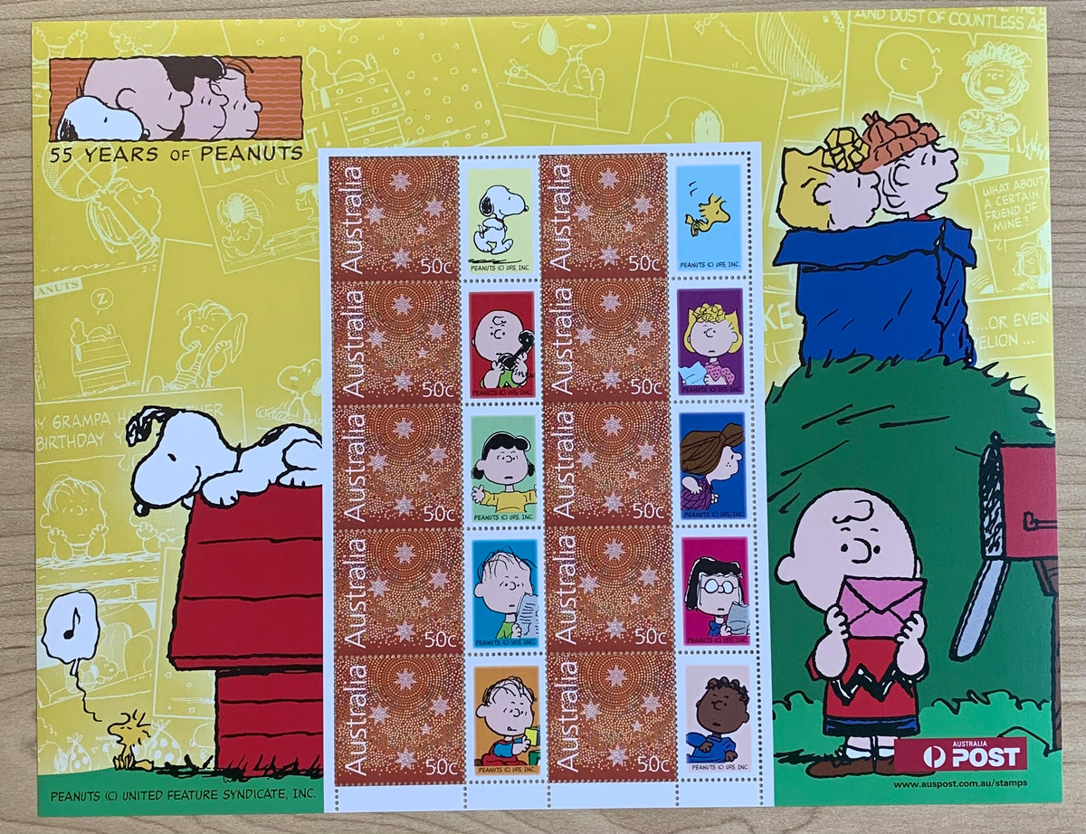 Australia 2004 50c 55 Years of Peanuts SES Stamp sheet. Limited editio ...