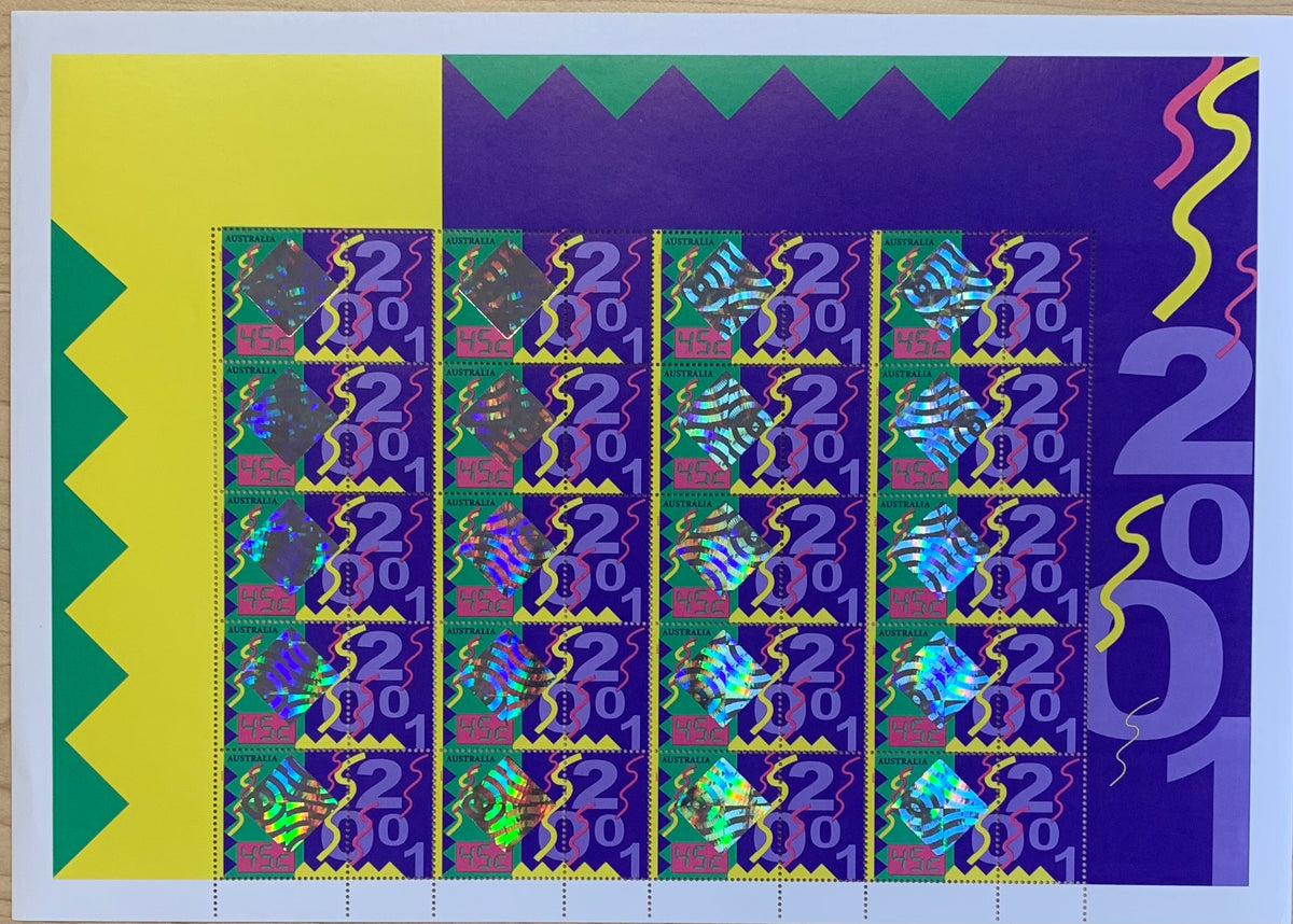 Australia Post Stamps 2001 45c Colour my Day Hologram & Party Streamer ...