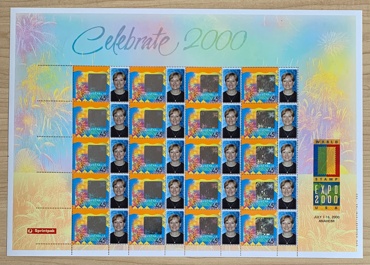 Australia 2000 45c Celebrate Holographic Personalised SES Stamp Sheet ...