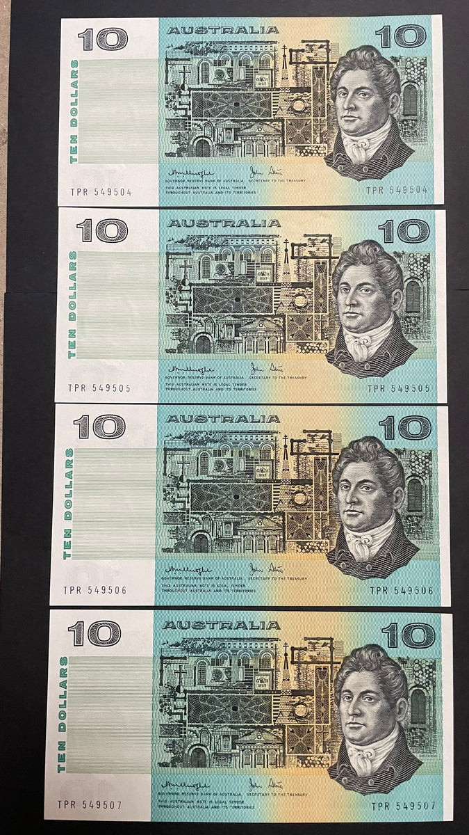 Australia $10 Banknote Knight Stone, Gothic Serial Numbers Uncirculate ...