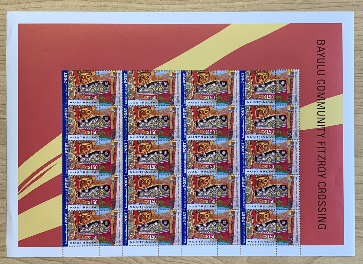 Australia 2001 $1.50 Stamp Sheet International Greetings Bayulu Commun ...