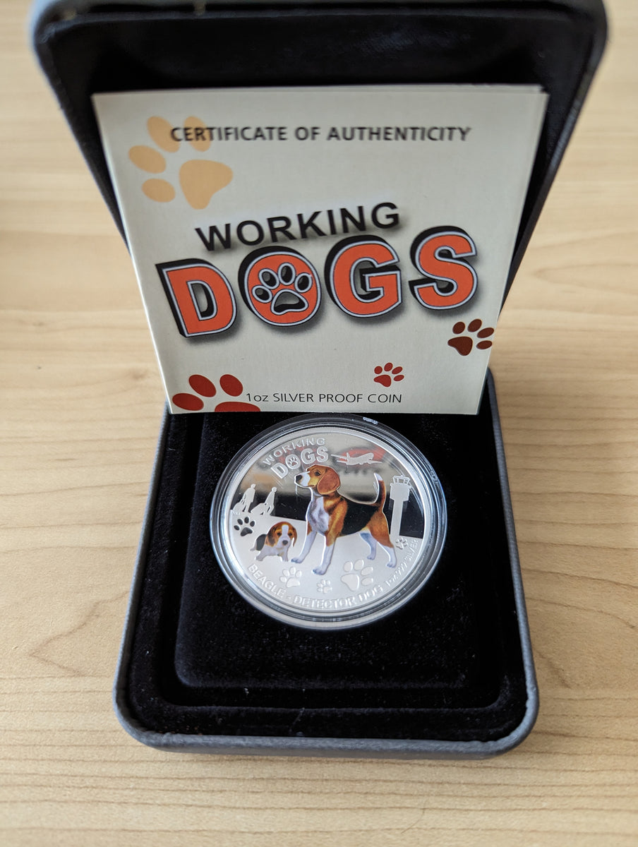 2011 Tuvalu Perth Mint $1 Working Dogs Beagle Silver Proof Coin ...