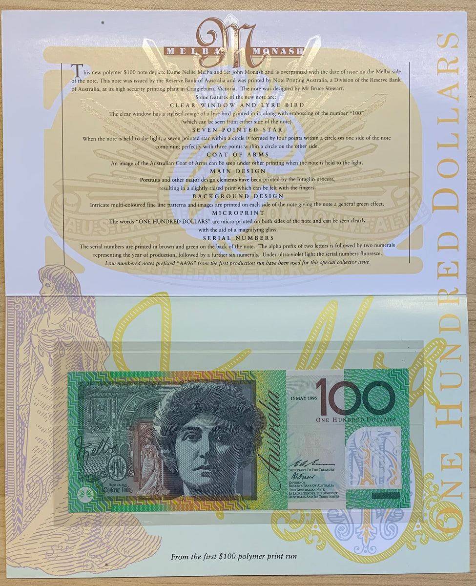 1996 $100 Uncirculated Banknote Folder – Shields Stamps & Coins