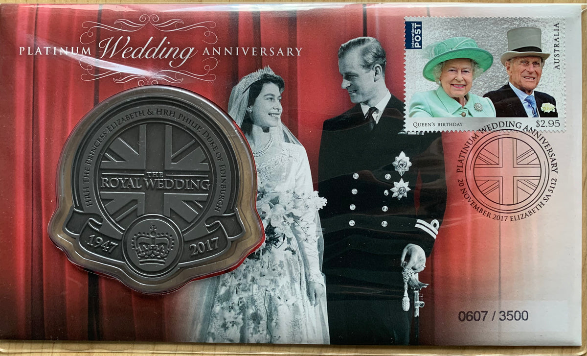 2017 70th Wedding Anniversary PNC with Medallion – Shields Stamps & Coins