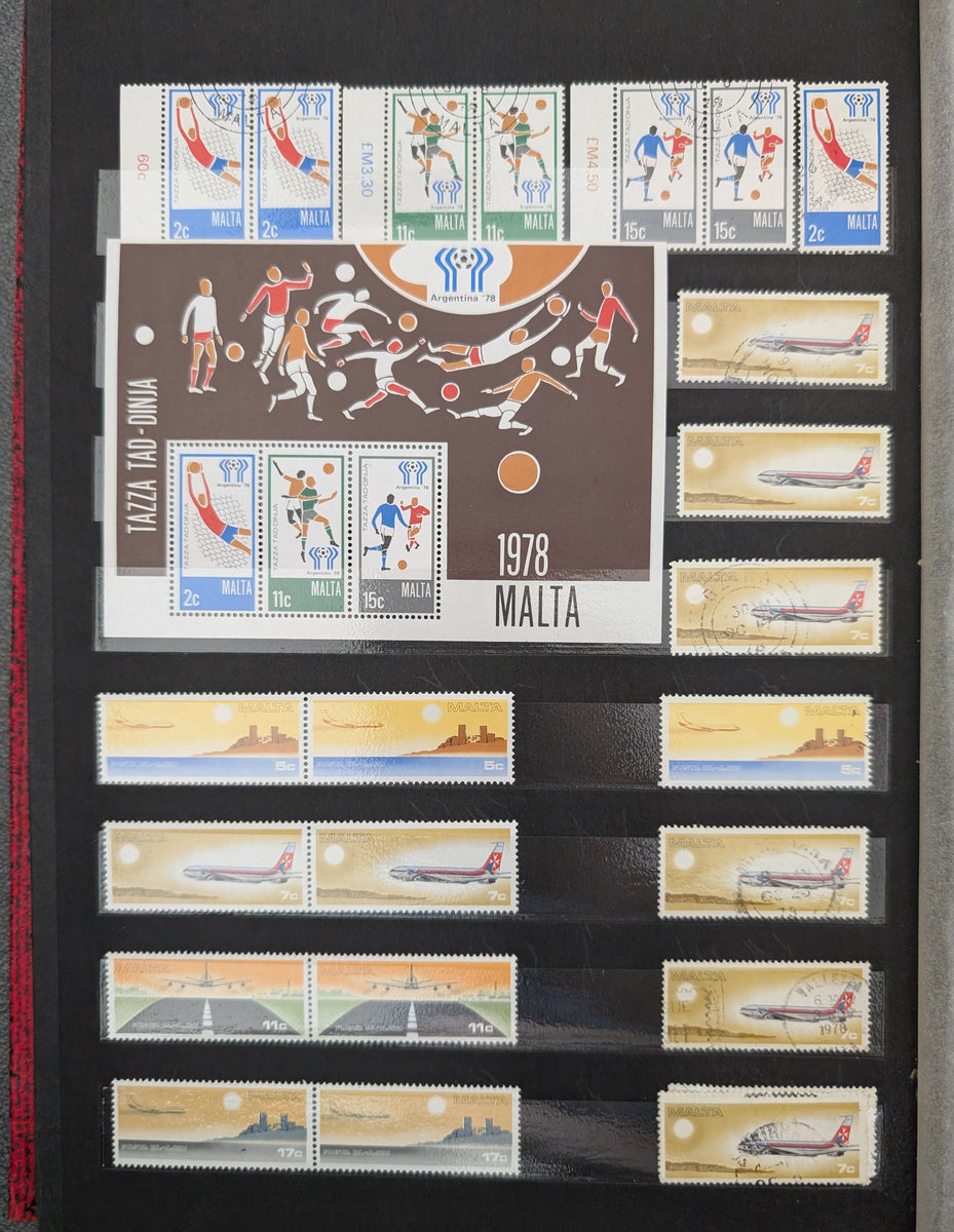 Malta 1978-1980 Stamp Collection in Red Stockbook – Shields Stamps & Coins