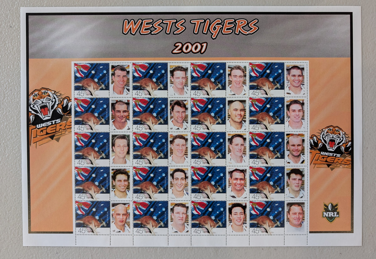Australia 2001 NRL West Tigers 45c Stamp Sheet SES Limited Edition ...