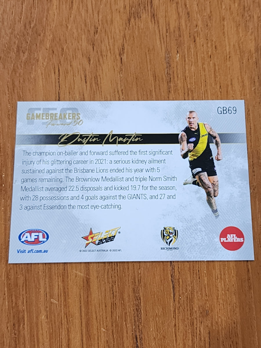 2022 AFL Select Gamebreakers Forward 50 Dustin Martin Richmond GB69 ...