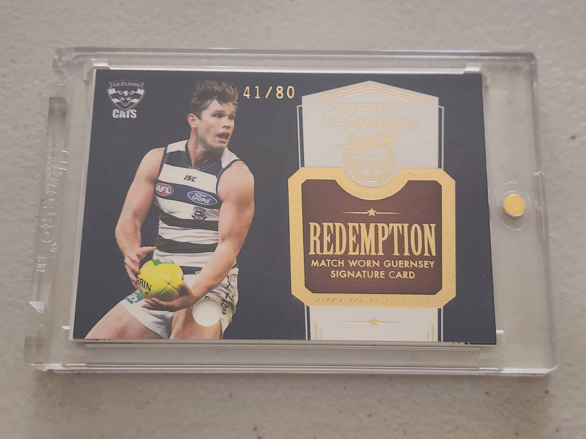 2016 AFL Select Certified Tom Hawkins Redemption Match Worn Signature ...