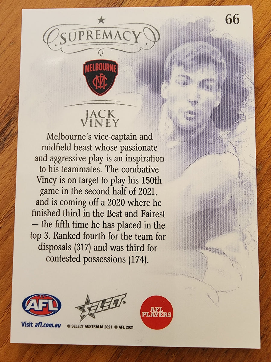 2021 AFL Select Supremacy Jack Viney Melbourne 77/135 – Shields Stamps ...