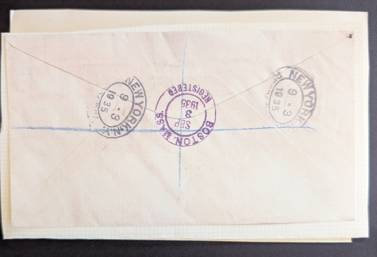Bermuda 1935 Silver Jubilee stamps on The Hamilton Hotel Registered Co ...