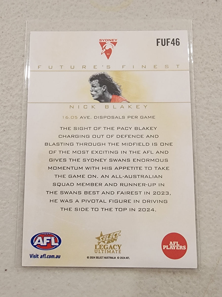 2024 AFL Select Legacy Ultimate Future Finest Nick Blakey Sydney LOW 4 ...