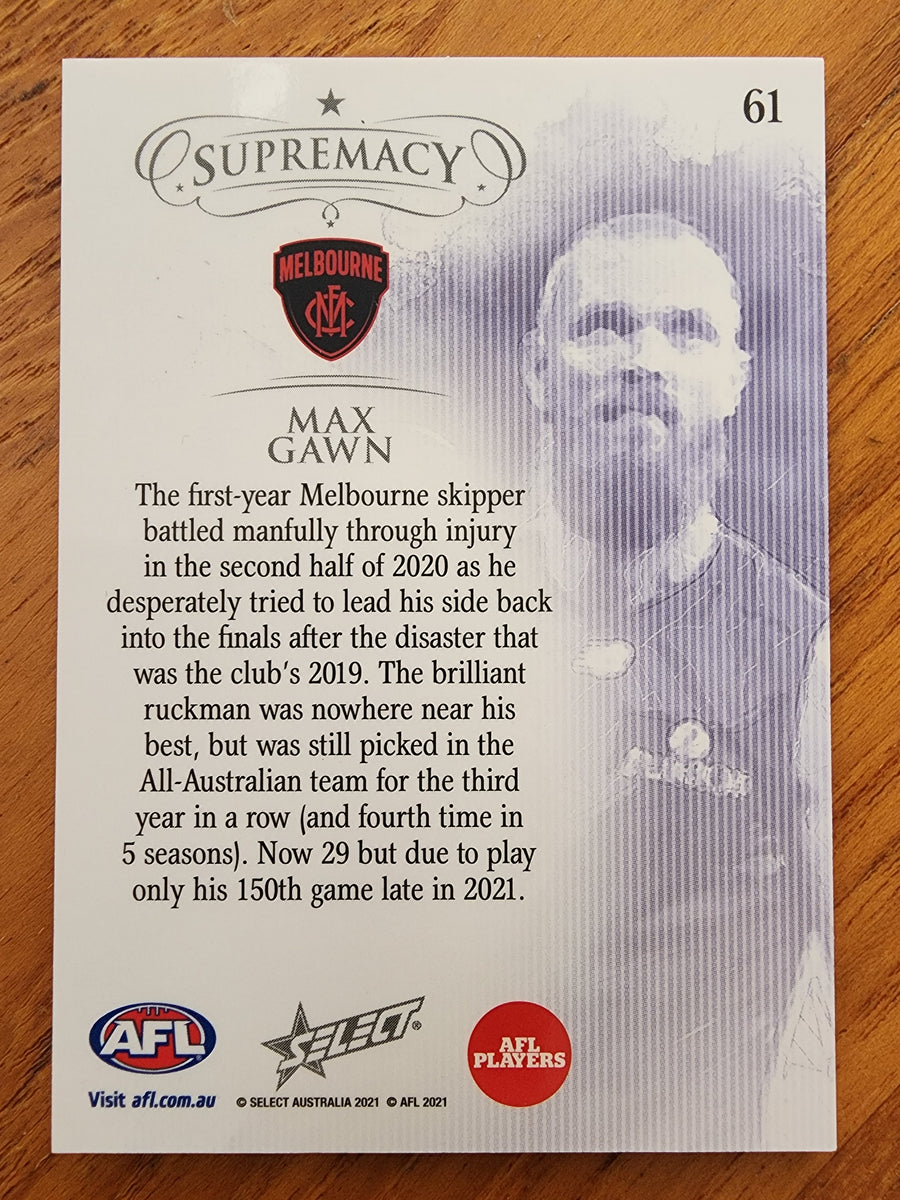 2021 AFL Select Supremacy Max Gawn Melbourne 41/135 – Shields Stamps ...