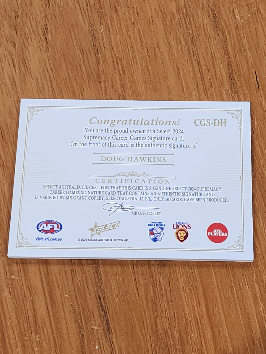 2024 AFL Select Supremacy Career Games 350 Doug Hawkins Signature 50/5 ...