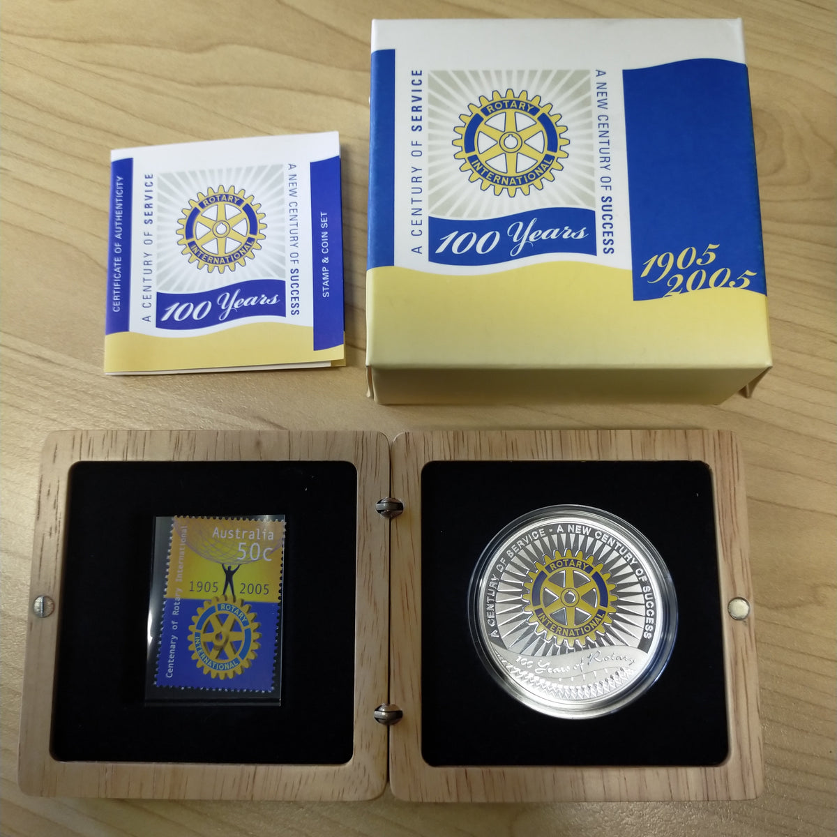 Australia 2005 Perth Mint 100 Years of Rotary 1oz $1 Silver Proof Coin ...
