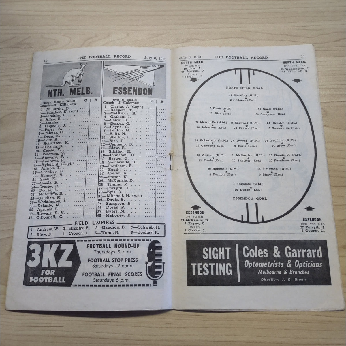 VFL 1963 July 6 North Melbourne v Essendon Football Record – Shields ...