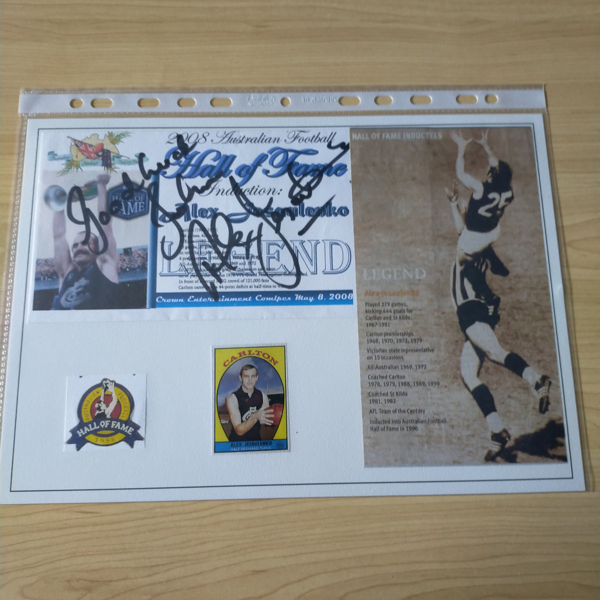 AFL VFL Carlton Player Signature Alex Jesaulenko – Shields Stamps & Coins