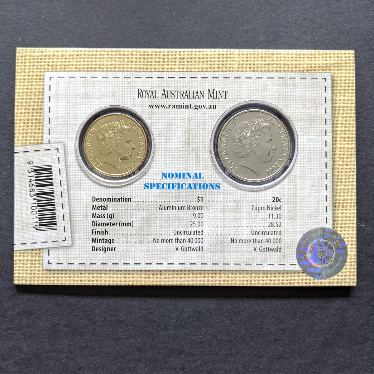 Australia 2011 Royal Australian Mint Wool 2 Coin Uncirculated Set ...