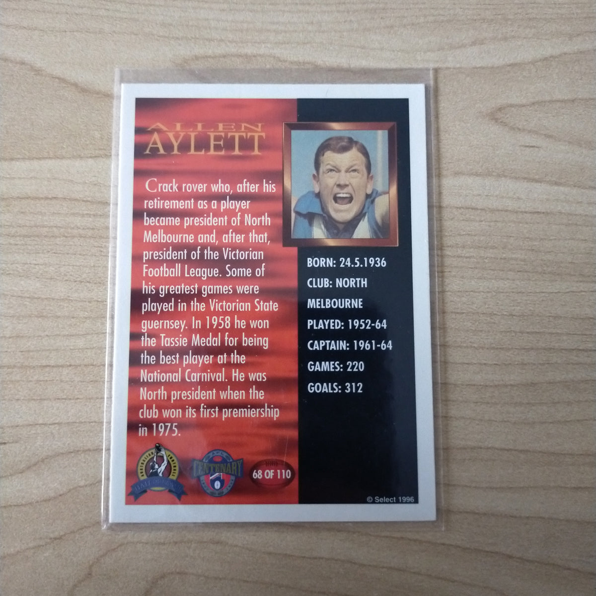 Select Hall of Fame Allen Aylett North Melbourne Hand Signed Card ...