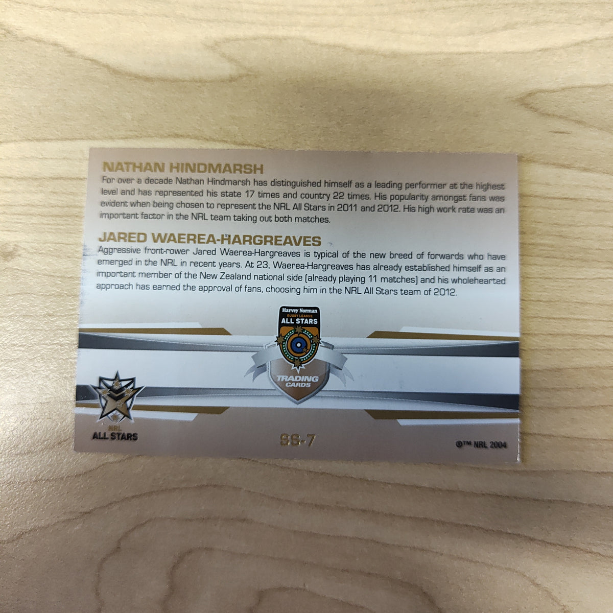 2012 NRL Limited Edition Signature Series Nathan Hindmarsh Jared Waere ...