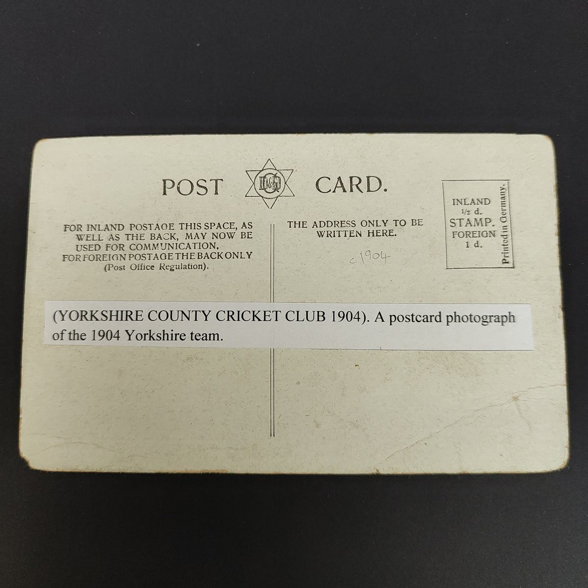 England 1904 Photograph Postcard Yorkshire County Cricket Club Cricket ...