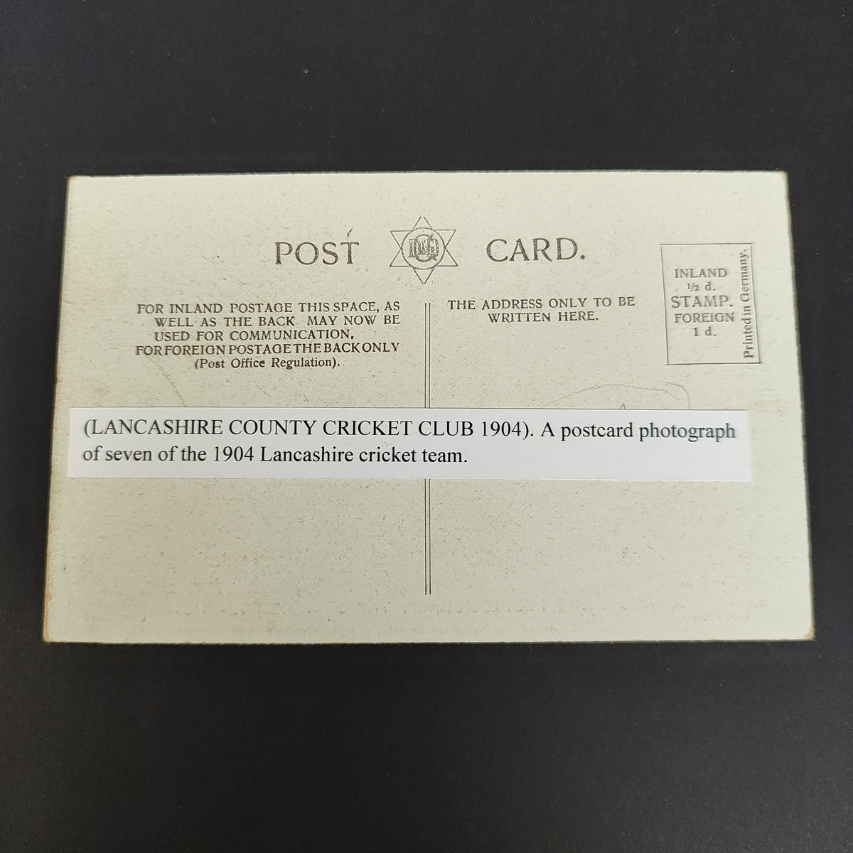 England 1904 Photograph Postcard Lancashire County Cricket Club Cricke ...