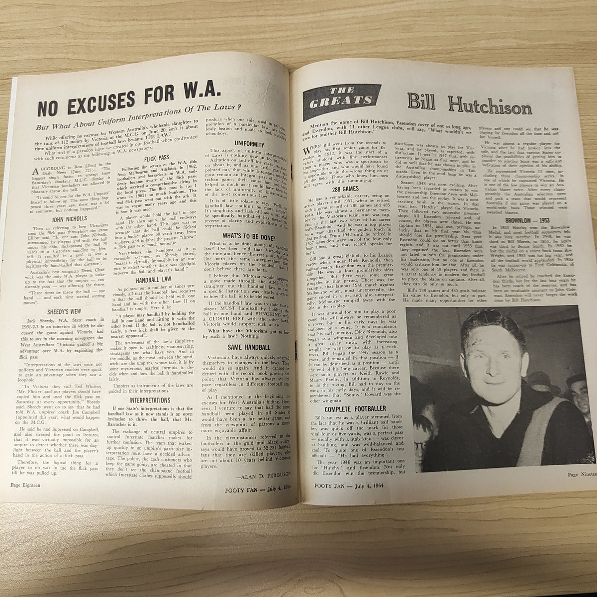 Footy Fan July 4 1964 Vol. 2, No.11 Football Magazine – Shields Stamps ...