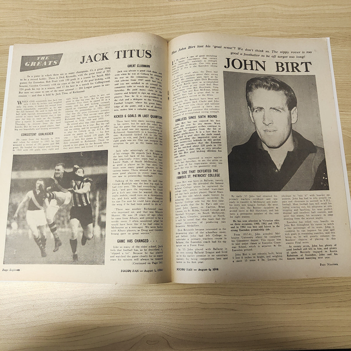 Footy Fan August 1 1964 Vol. 2, No.15 Football Magazine – Shields ...