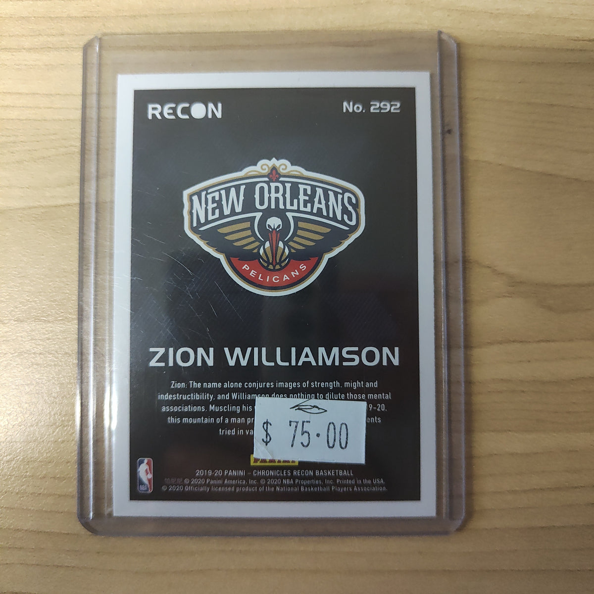 2020 Panini Recon Rookie Card Zion Williamson NBA Basketball Card ...
