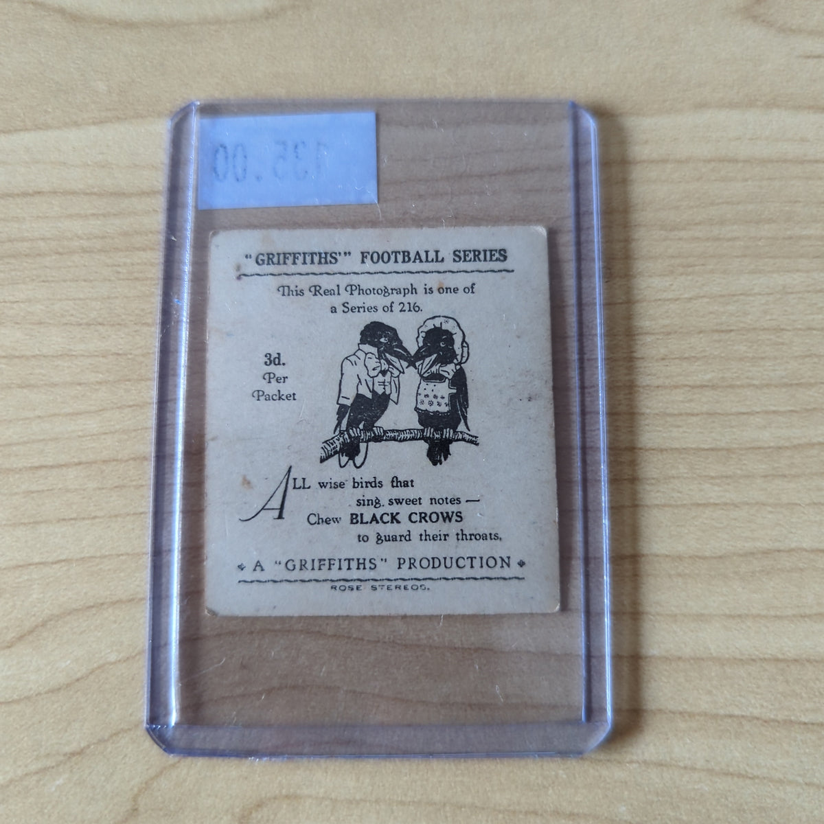 VFL 1929 Black Crow "Griffiths" Football Series No.6 Syd Coventry Coll ...