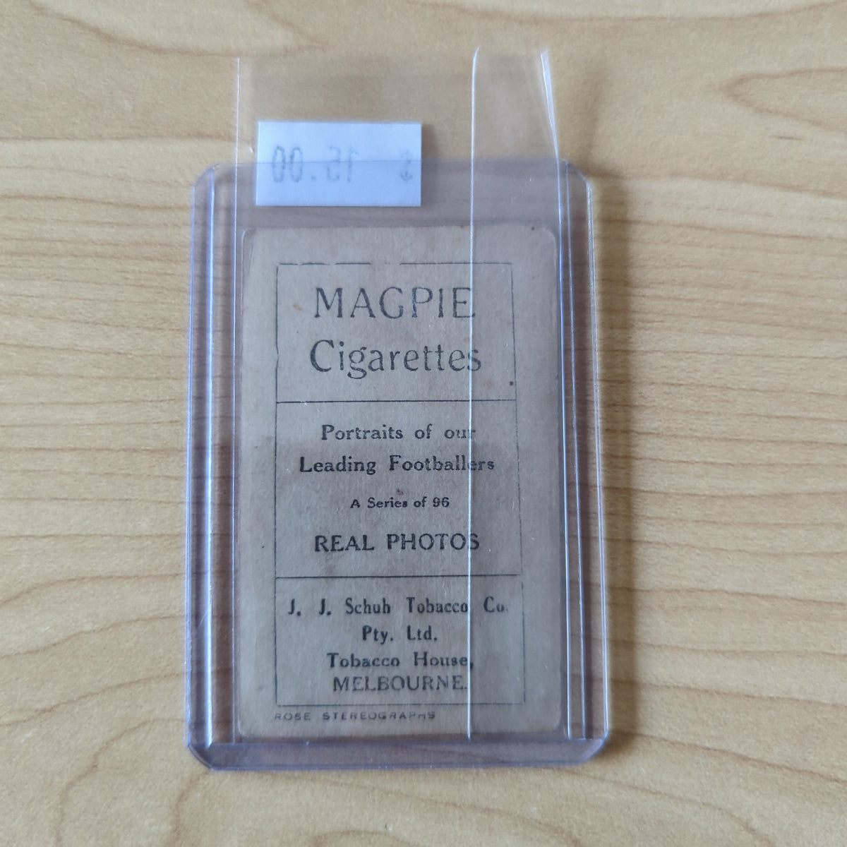 VFL 1923 Magpie Cigarettes J.J. Schuh Leading Footballers No.74 Con Mc ...