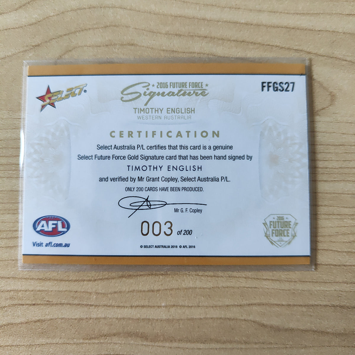 2016 Select Future Force Gold Signature Timothy English Western Bulldo ...