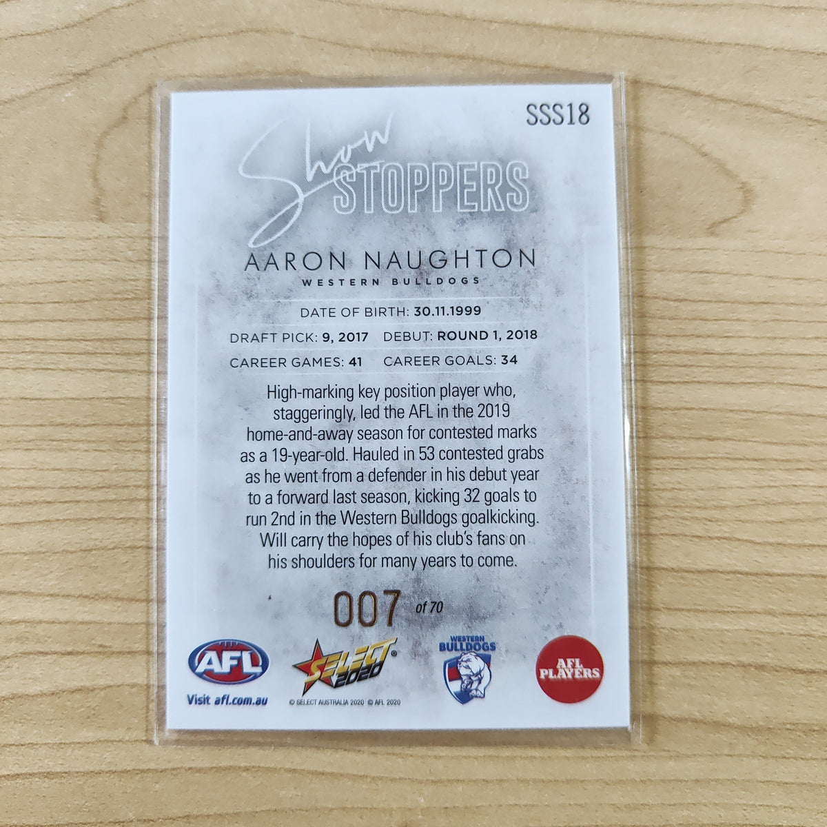 2020 Select Silver Show Stoppers Aaron Naughton Western Bulldogs LOW N ...