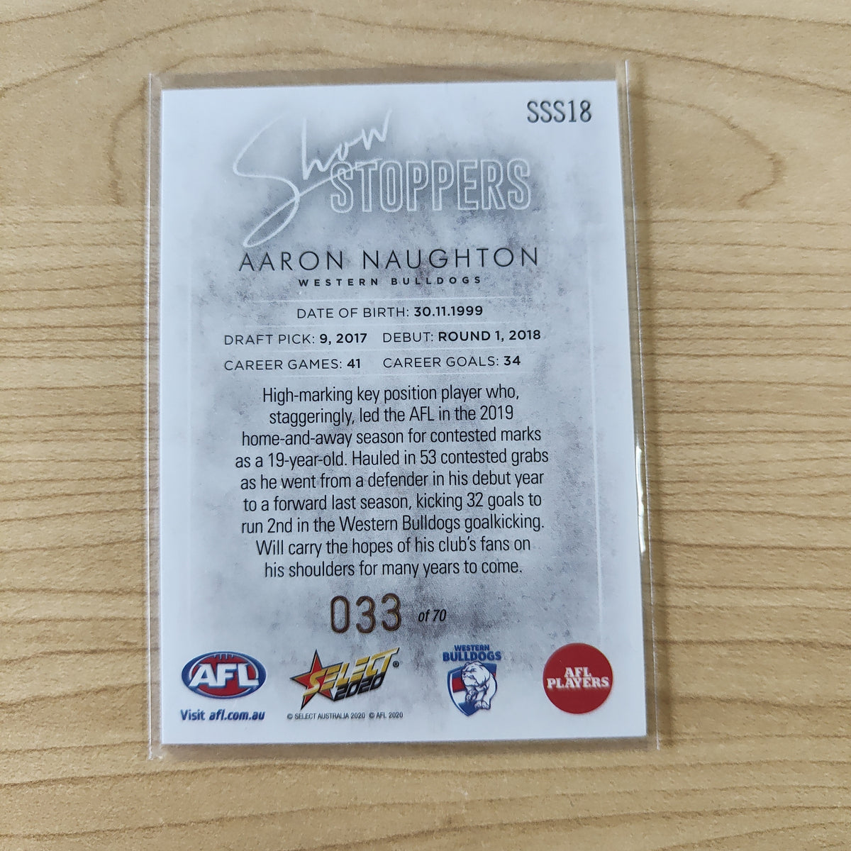 2020 Select Silver Show Stoppers Aaron Naughton Western Bulldogs Jumpe ...