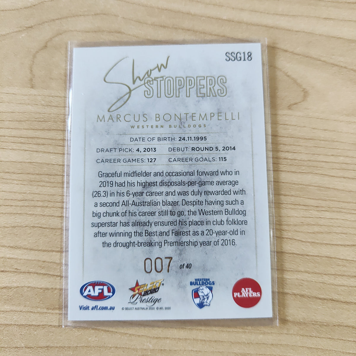 2020 Select Prestige Gold Show Stoppers Marcus Bontempelli Western Bul ...