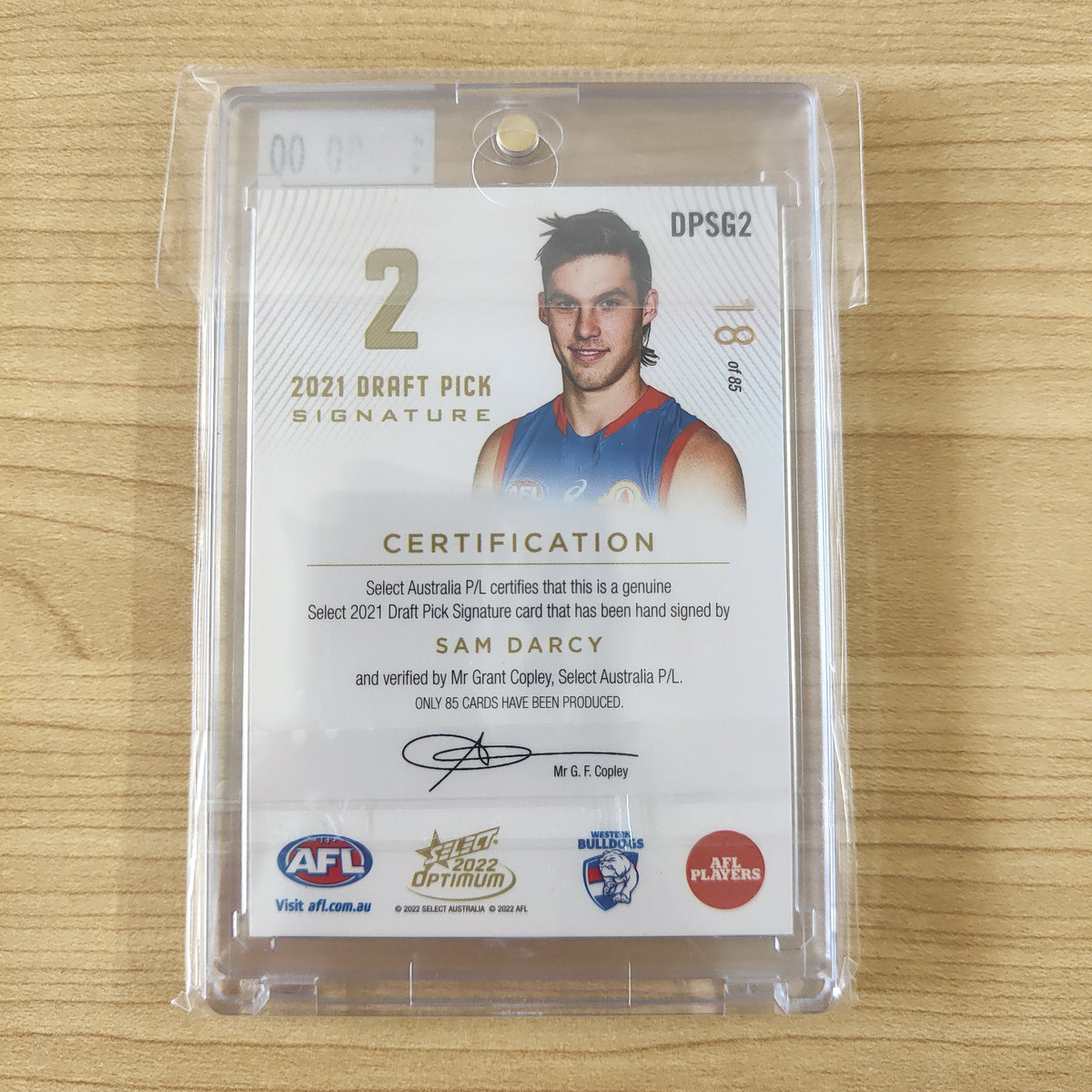 2022 AFL Select Optimum Gold Draft Pick Signature Sam Darcy Western Bu ...