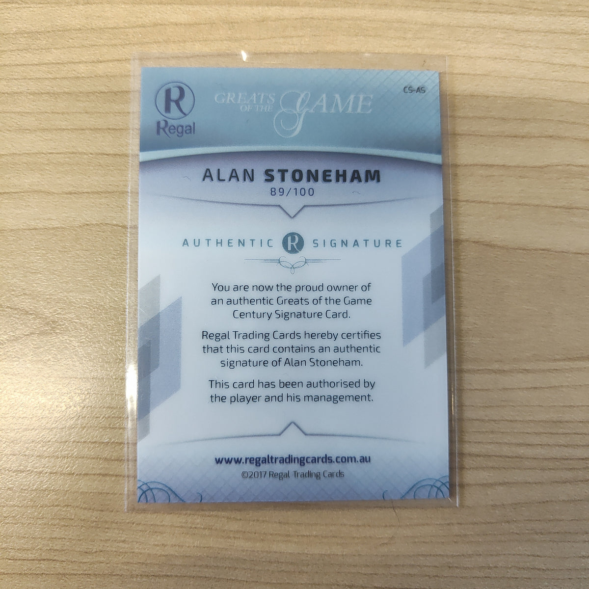 2017 Regal Greats of the Game Silver Century Signature Alan Stoneham F ...