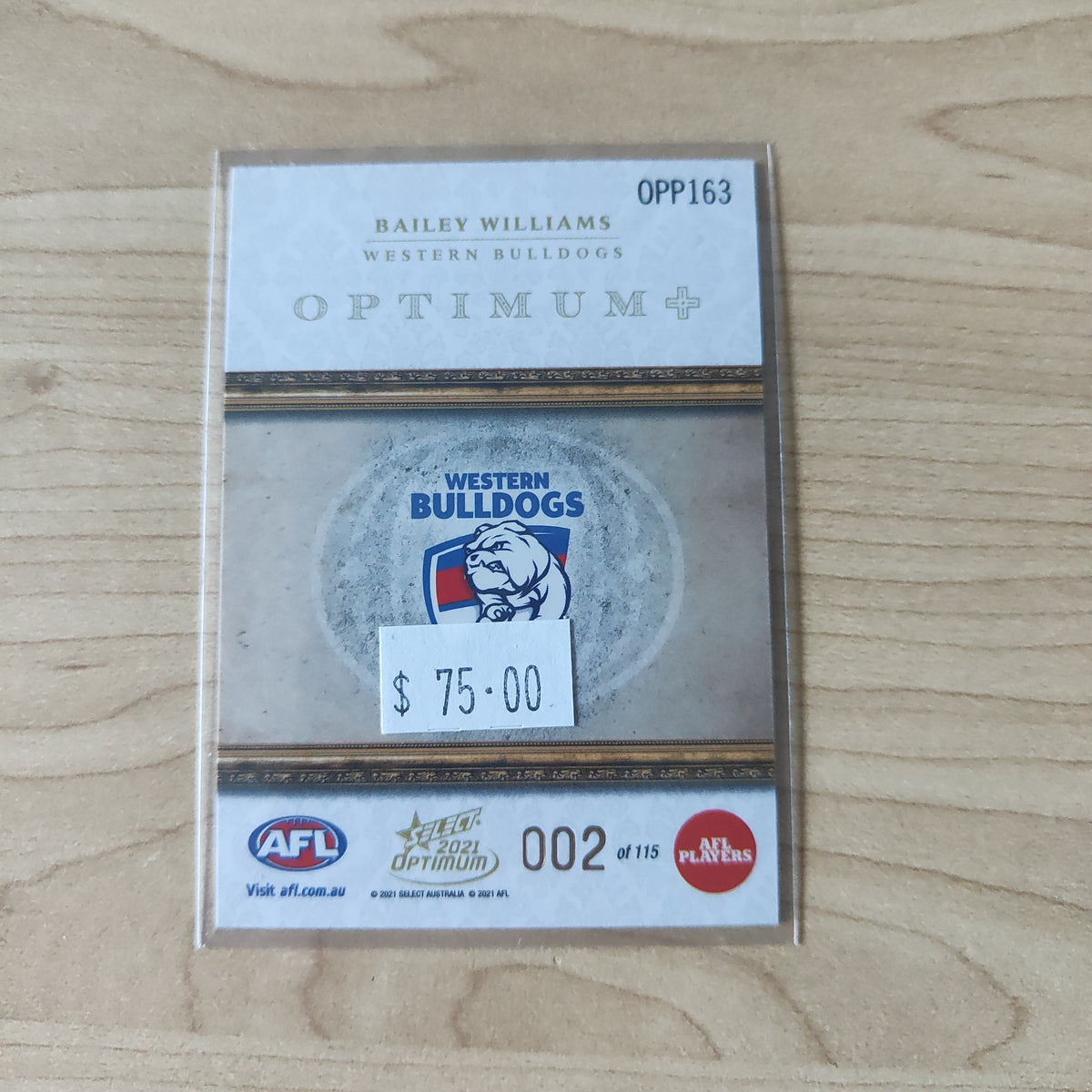 2021 AFL Optimum Plus Parallel Bailey Williams Western Bulldogs LOW NU ...