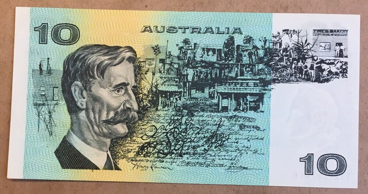 R307a Australia $10 Banknote Knight/Stone Gothic Serial Numbers uncirc ...