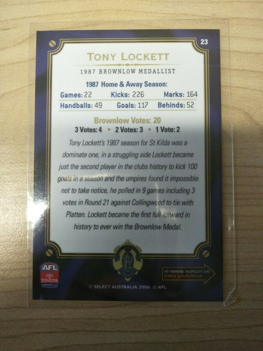 2006 Select 1987 Brownlow Sketch Card Tony Lockett St. Kilda – Shields ...